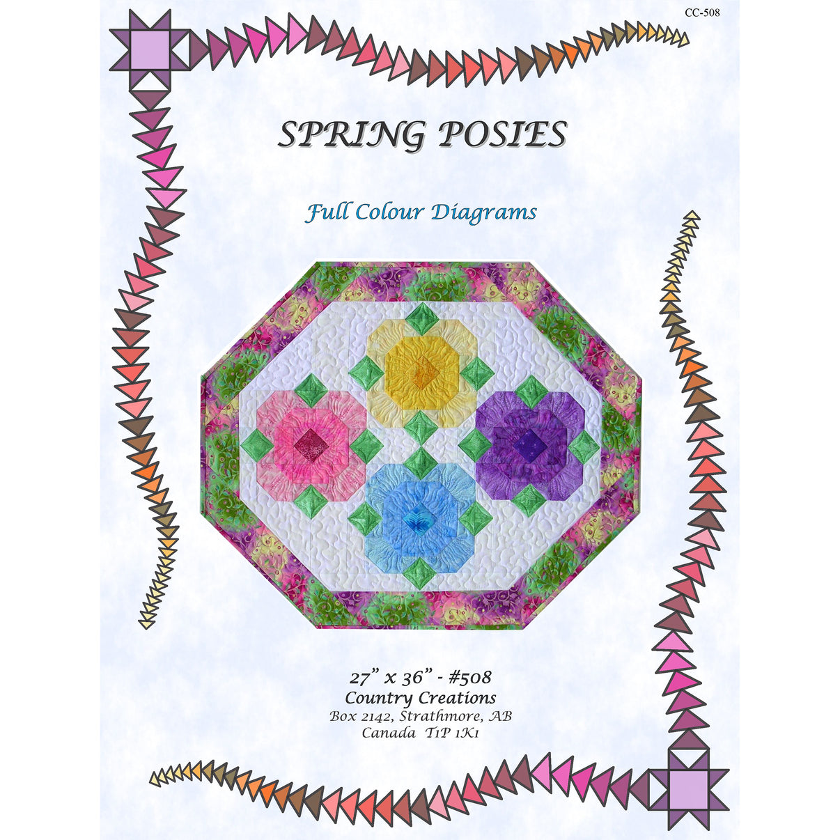 Spring Posies Table Mat CC-508e - Downloadable Pattern – QuiltWoman.com