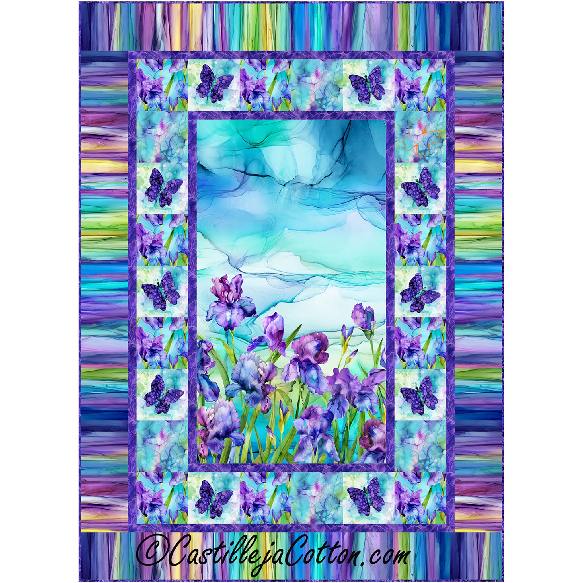 Iris and Butterflies Quilt CJC-51705e - Downloadable Pattern ...