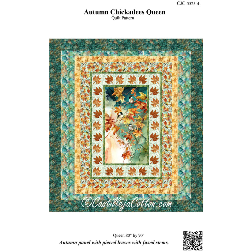 Autumn Chickadees Queen Quilt CJC-55254e - Downloadable Pattern ...