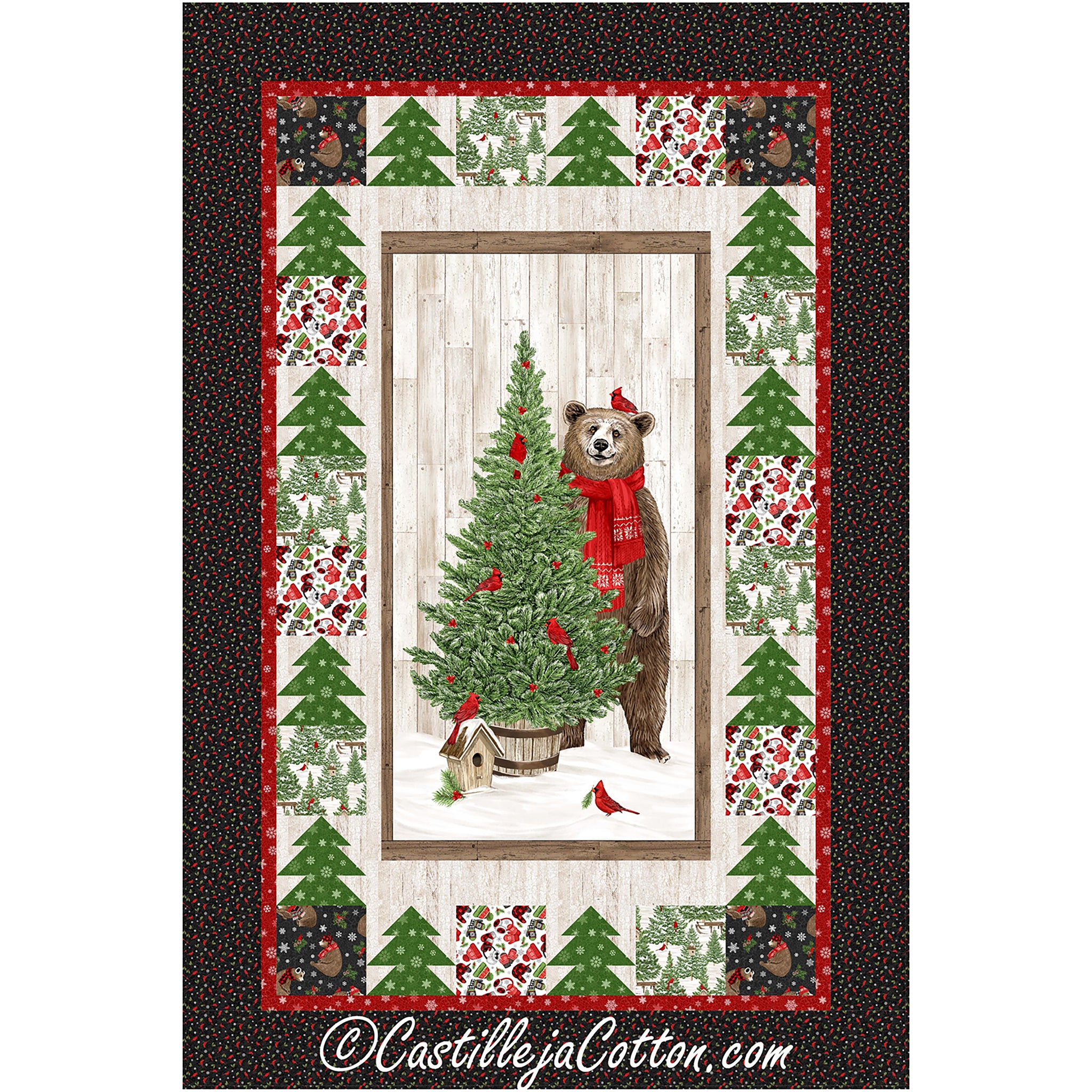 Christmas Tree and Bear Quilt CJC-56656e - Downloadable Pattern ...