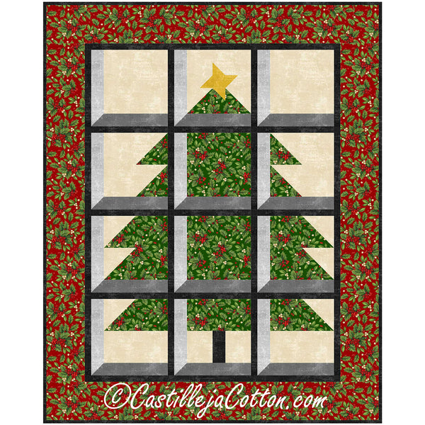 Christmas Tree in a Window Lap Quilt CJC-57472e - Downloadable Pattern ...
