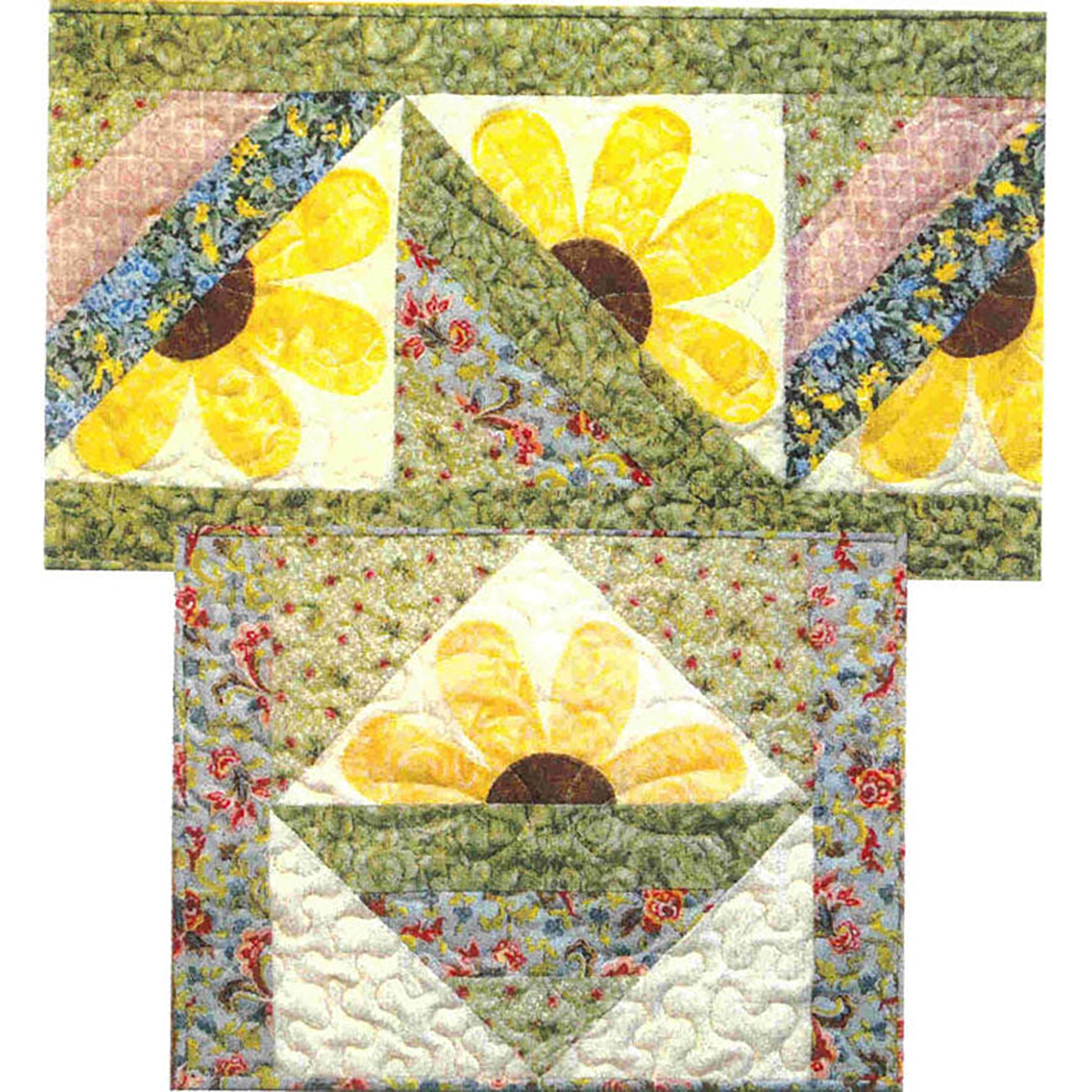 Tipsy Sunflowers Table Set Pattern CTG-128 (advanced beginner, home ...