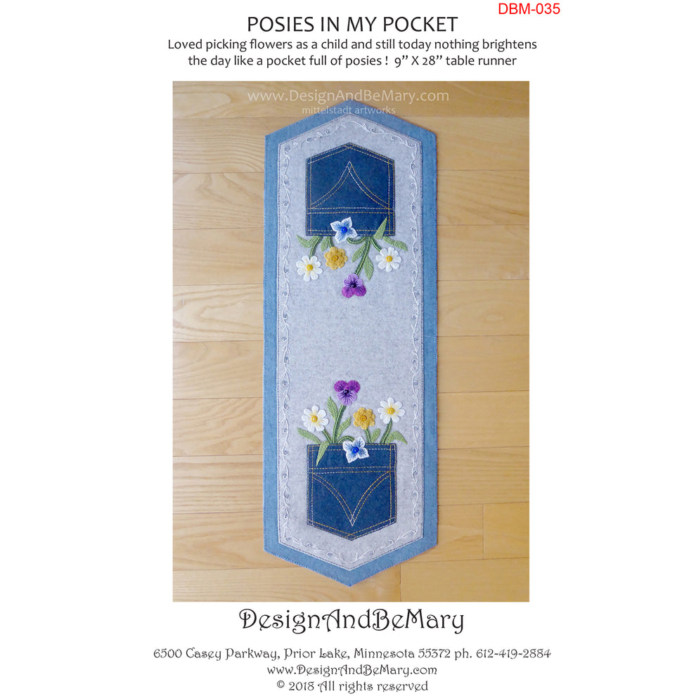 Posies In My Pocket Table Runner DBM-035e - Downloadable Pattern ...