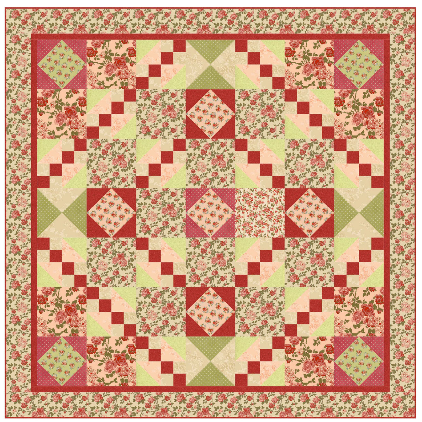 Rosie Red Road Quilt FHD-124e - Downloadable Pattern – QuiltWoman.com