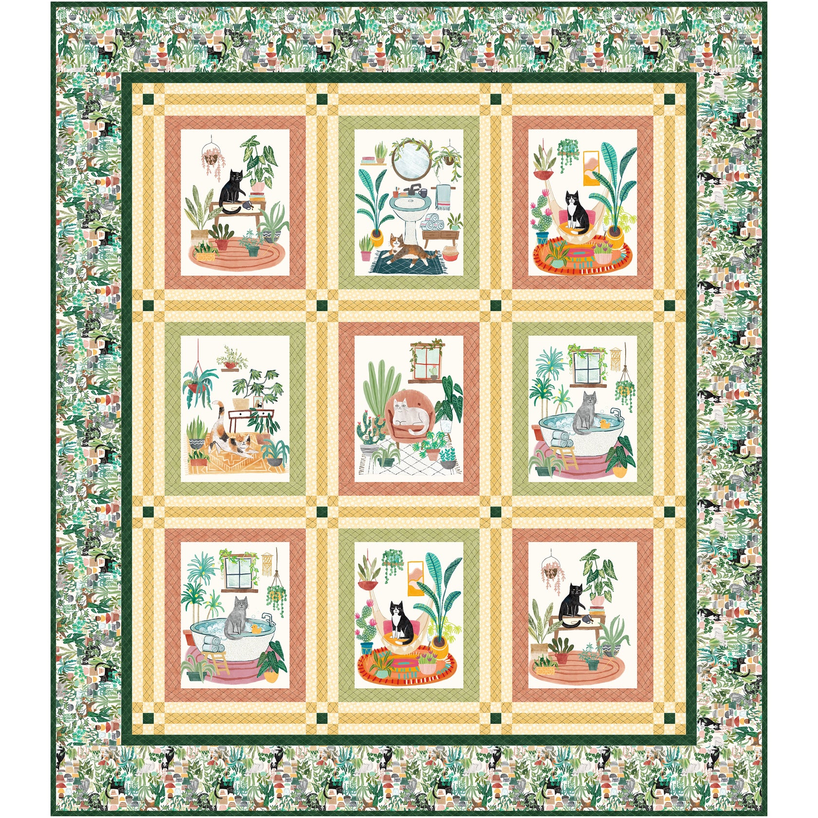 Homebodies Pups & Felines Quilt NH-2505e - Downloadable Pattern ...