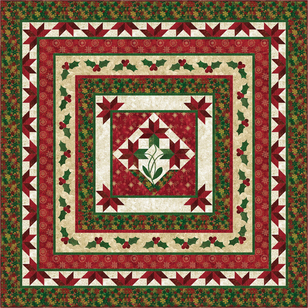 Poinsettia Medallion Quilt Pattern PC-144 (advanced beginner ...