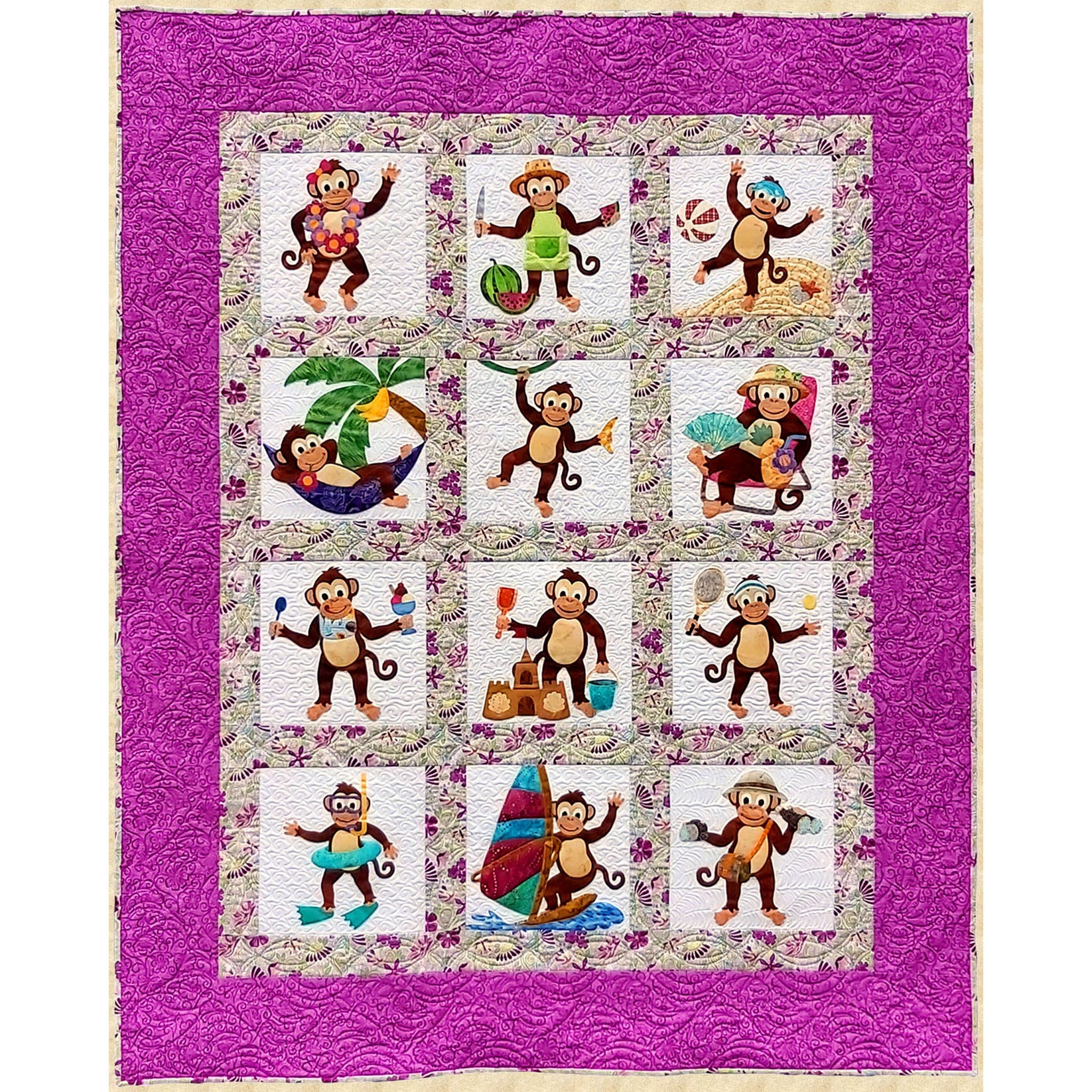 Monkey Business Quilt Pattern PPP-059 (intermediate, lap, throw ...