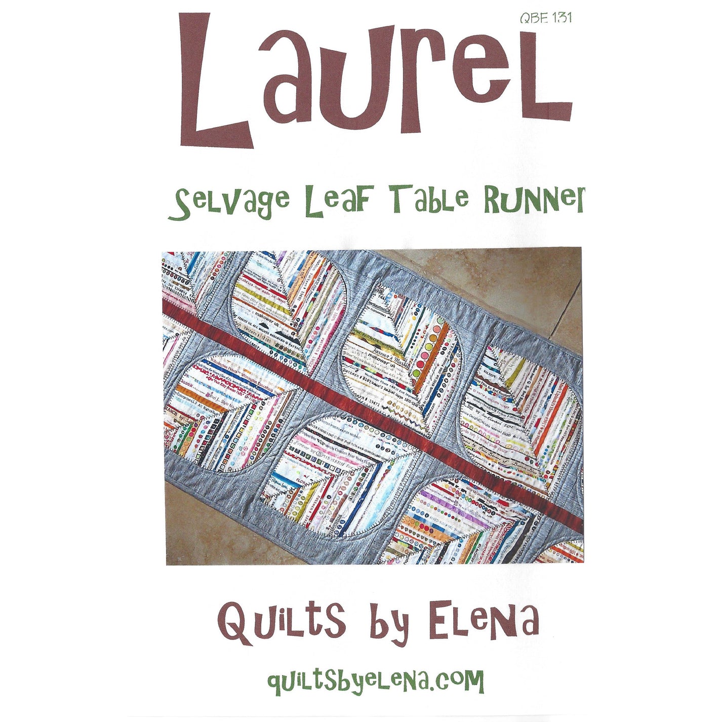 Laurel Selvage Leaf Table Runner QBE-131e - Downloadable Pattern ...